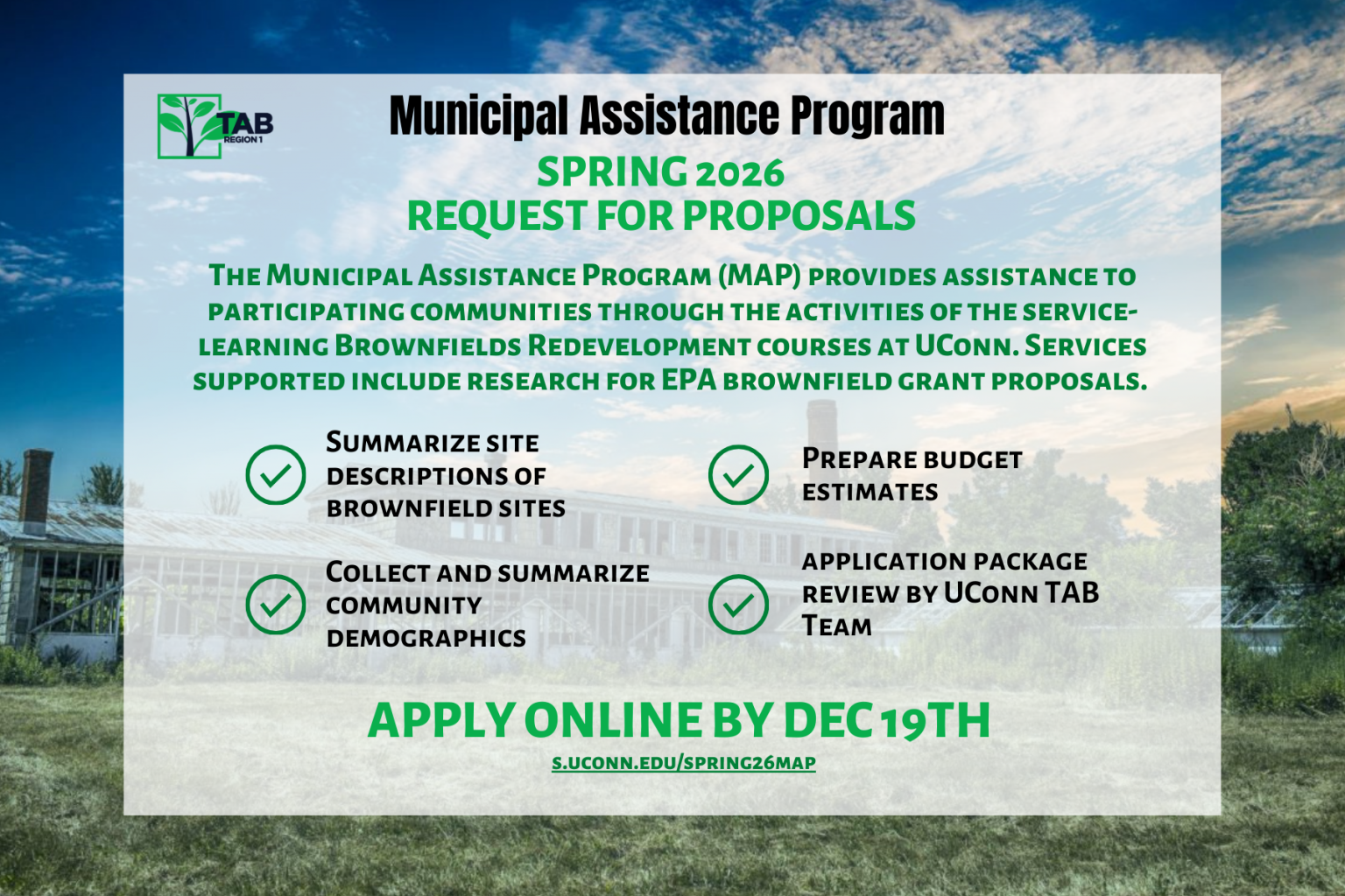 Spring 2026 Municipal Assistance Program | Technical Assistance to Brownfields Program
